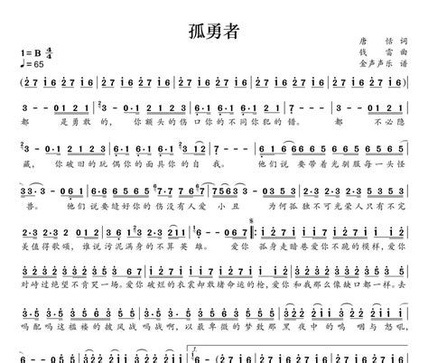 陈奕迅 孤勇者简谱b调 318曲谱