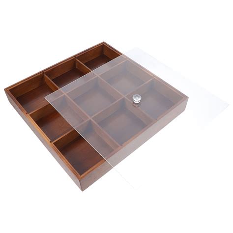 Whamvox Decorative Tea Bag Organizer Box 9 Compartment Wooden Tea