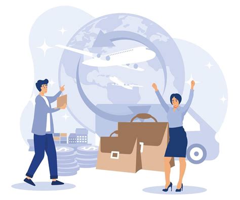Import And Export Concept Tiny People Businessman Sale Goods And
