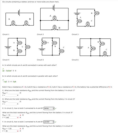 Solved Six Circuits Containing A Battery And Two Or More Chegg