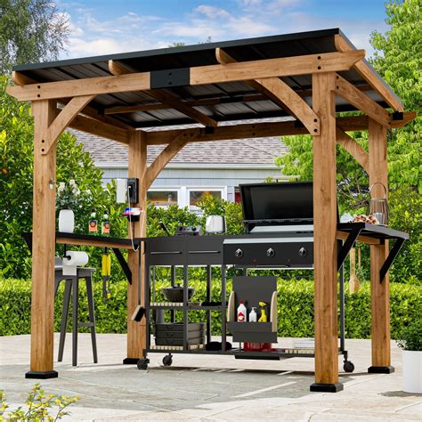 Modern Shade Grill Gazebo 6 X 8 Cedar Wood Gazebo With Shelves And