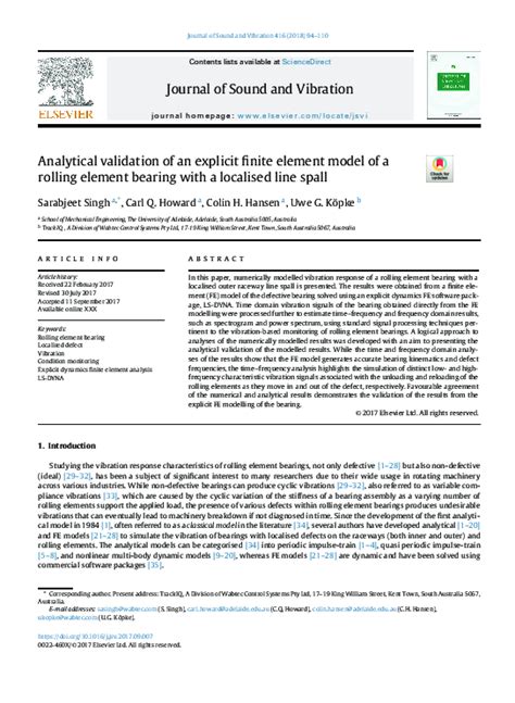 pdf analytical validation of an explicit finite element model of a