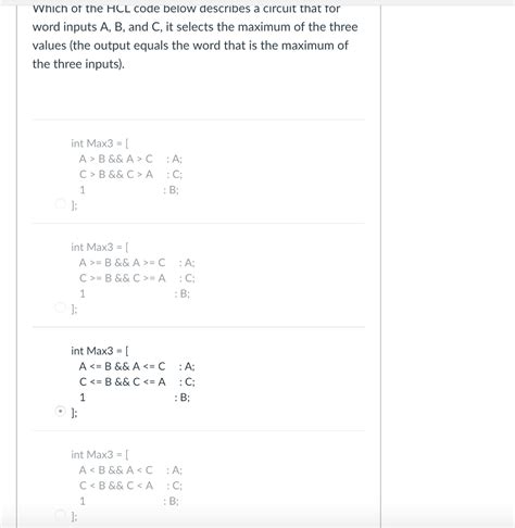 solved which of the hcl code below describes a circuit that