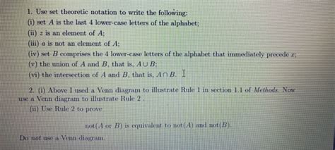 Solved Use Set Theoretic Notation To Write The Following Chegg
