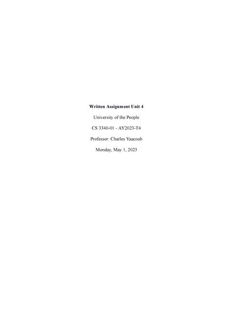 Written Assignment Unit 4 Cg Written Assignment Unit 4 University Of