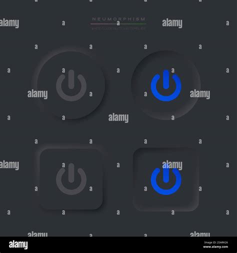 Power Icon In Neumorphism Style Power On Off Buttons Black User Interface Elements For Mobile