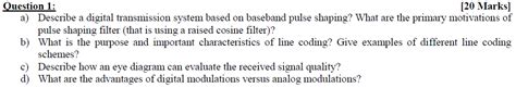 Solved Describe A Digital Transmission System Based On