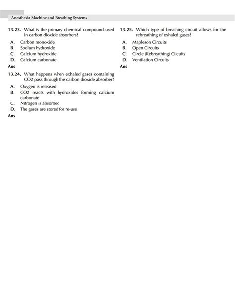 anesthesia bank multiple choice questions conceptual anesthesia
