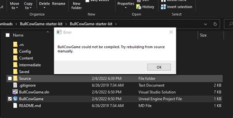 error bullcowgame could not be complied try rebuilding from source