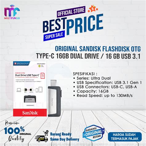 Jual ORIGINAL SANDISK FLASHDISK OTG TYPE C DUAL DRIVE Garansi Resmi Shopee Indonesia
