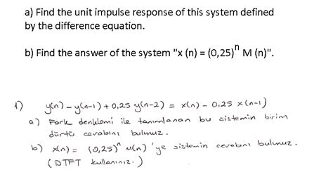 Solved A Find The Unit Impulse Response Of This System Chegg