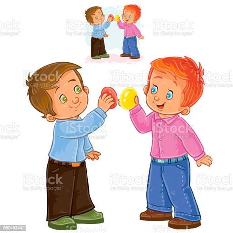 두 명의 작은 남자와 전통적인 달걀 싸움의 부활절 그림 벡터 일러스트레이션에 대한 스톡 벡터 아트 및 기타 이미지 일러스트레이션 개성 개념 공휴일 Istock