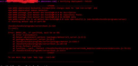 Amazon Web Services Meteor Up Verifying Development Failed Stack