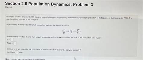 Solved Section 2 5 Population Dynamics Problem 3 1 Point