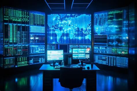 premium photo server room with a large network operations center noc