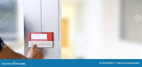 Proximity Id Card Reader Door Unlock With Hand Security Man Press Button On Fingerprint Scanning