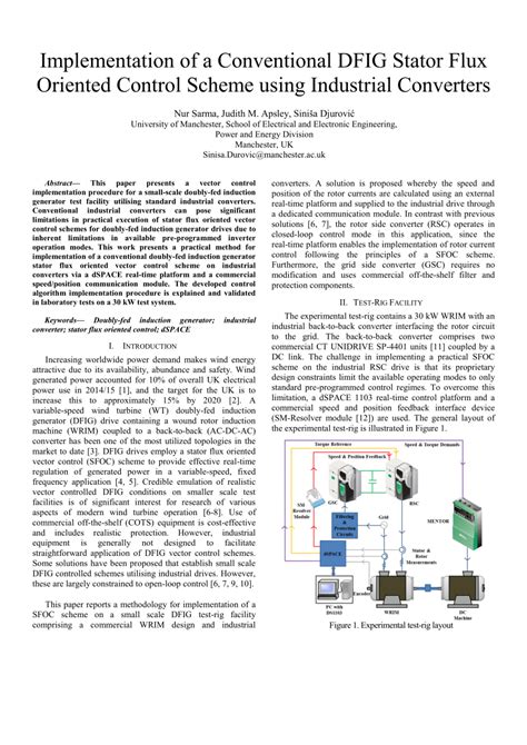 Pdf Implementation Of A Conventional Dfig Stator Flux Oriented Control Scheme Using Industrial