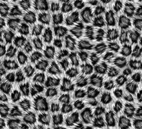 Realistic Black White Snow Leopard Print Seamless Digital Paper
