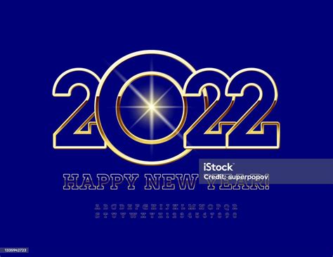 벡터 엘리트 인사말 카드 새해 복 사 도 2022 블루와 골드 럭셔리 알파벳 문자 및 숫자 세트 12월 31일에 대한 스톡 벡터 아트 및 기타 이미지 Istock