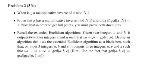 Solved Problem When Is Y A Multiplicative Inverse Chegg