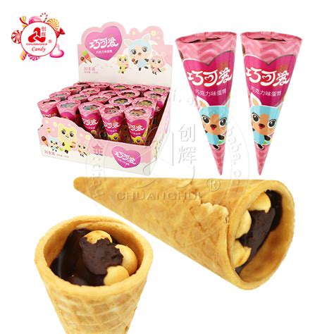 Supply Ice Cream Chocolate Shaped Wafer Cone With Chocolate Biscuit