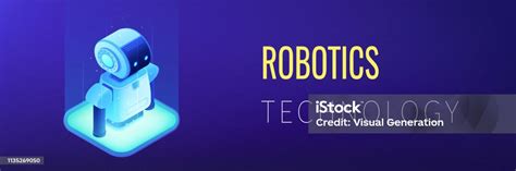 로봇 공학 기술 아이소메트릭 3d 배너 헤더입니다 0명에 대한 스톡 벡터 아트 및 기타 이미지 0명 3차원 형태 가리기