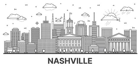 개요 개요 미국 내슈빌 현대적이고 유서 깊은 건물이 흰색으로 고립된 도시의 스카이라인 랜드마크가 있는 내슈빌 도시 풍경 도시에