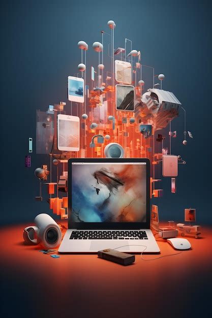 Premium Ai Image Tech Devices In Dynamic Digital Art Display