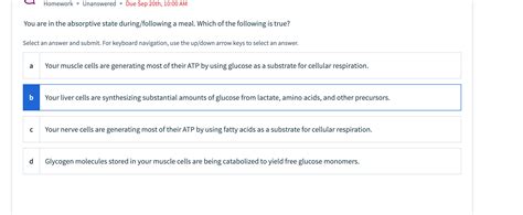 Solved You Are In The Absorptive State Duringfollowing A