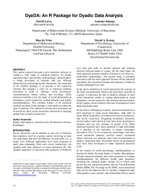 pdf dyada an r package for dyadic data analysis