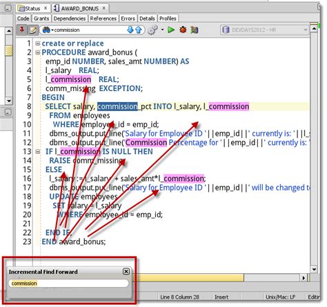 Sql Developer Incremental Find