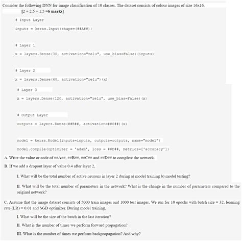 Solved Consider The Following DNN For Image Classification Chegg