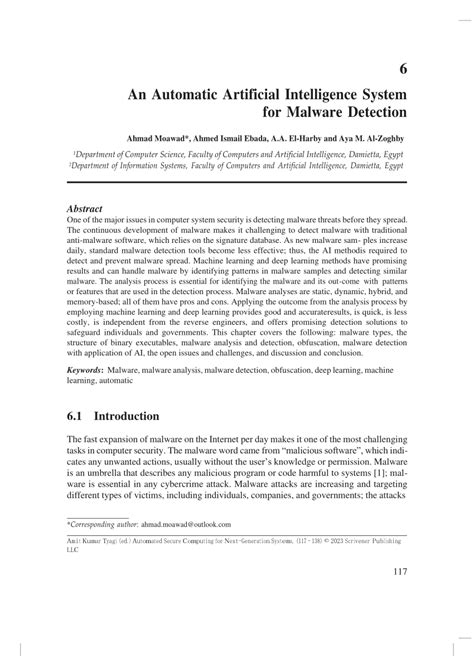 PDF An Automatic Artificial Intelligence System For Malware Detection
