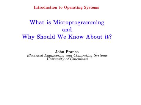 What Is Microprogramming And Why Should We Know About It Docslib