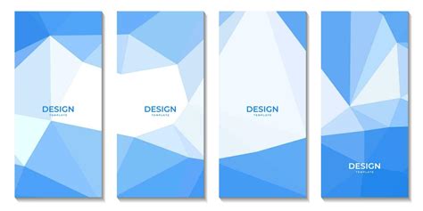 Brochures Set Abstract Blue And White Geometric Background With Triangles 23614534 Vector Art At