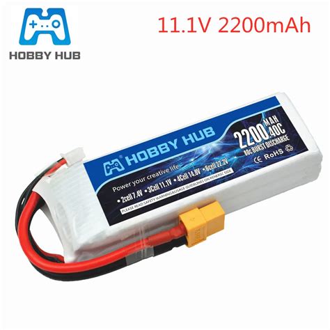 Rc 자동차 비행기 헬리콥터용 Lipo 배터리 3s 111v 2200mah 40c 803496 Xt60tjst 플러그 111v 충전식 리포 배터리