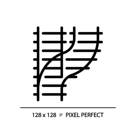 Railroad Switch Pixel Perfect Black Glyph Icon Rail Turnout Railway Junction Train Crossroad