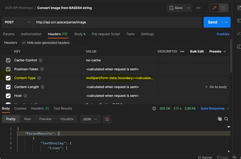 While Sending Request Input As Json To The Https Api Ocr Space Parse