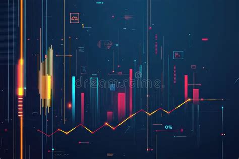 Abstract Data Visualization With Line Graph And Bars Stock Illustration