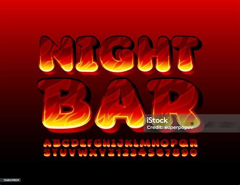 불꽃 패턴 벡터 밝은 로고 나이트 바 화재 텍스처 알파벳 문자 및 숫자 3차원 형태에 대한 스톡 벡터 아트 및 기타 이미지 3차원 형태 가연성 개념 Istock