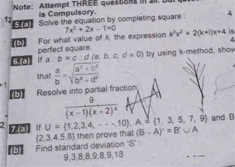 note attempt three questions12 is compulsory 5 a solve the equation