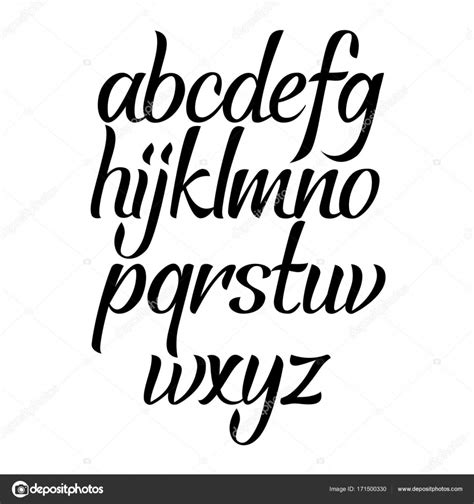 Brush Script Calligraphy Cursive Type Handwritten Vector Aphabet Hand