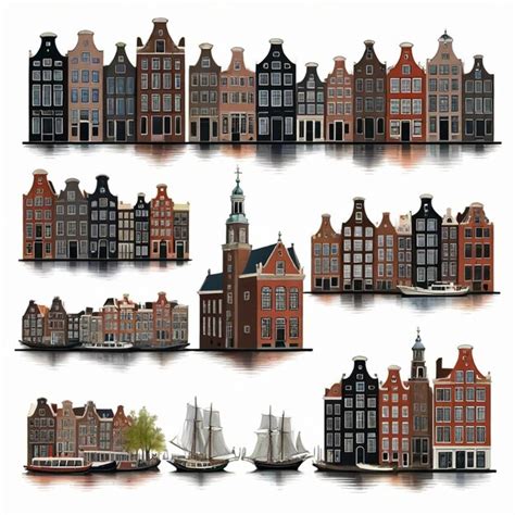 Premium Vector A Collection Of Different Buildings Including One That Has A Lot Of Different