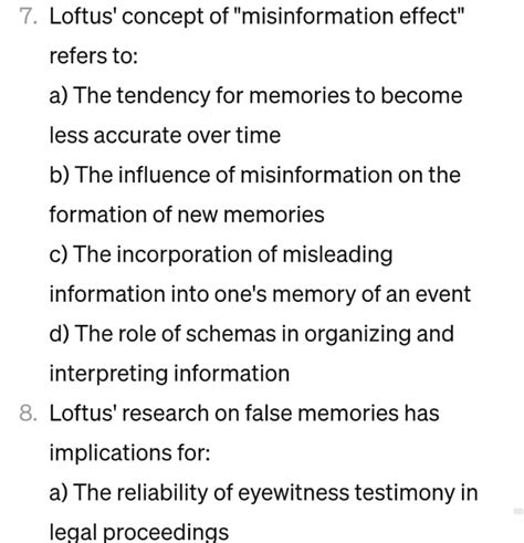 Loftus Concept Of Misinformation Effect Refers