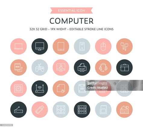 Computer Thin Line Icon Collection High Res Vector Graphic Getty Images
