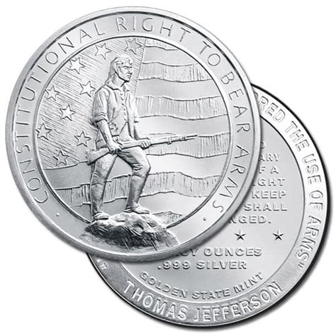 5 Oz 2nd Amendment Silver Round Right To Bear Arms Money Metals