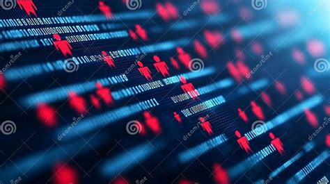 Abstract Glowing Red And Blue Binary Code On A Dark Background