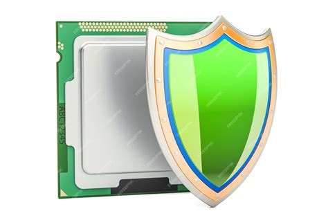 premium photo cpu computer processor unit with shield security and protection concept 3d rendering