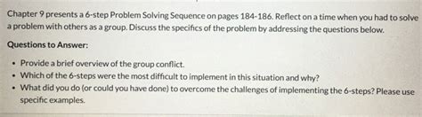Solved Chapter 9 Presents A 6 Step Problem Solving Sequence