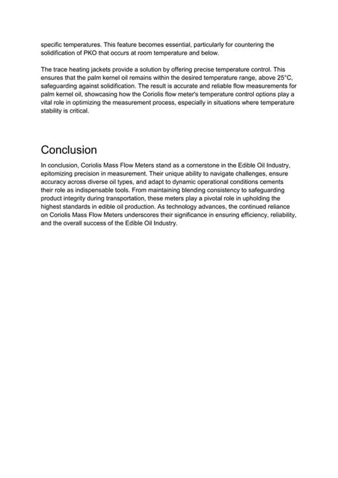 Coriolis Mass Flow Meters Measure Edible Oil Docx